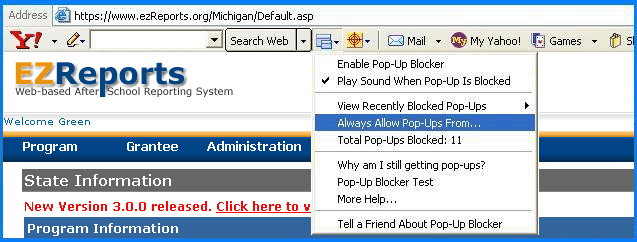 Popup Blocker Help